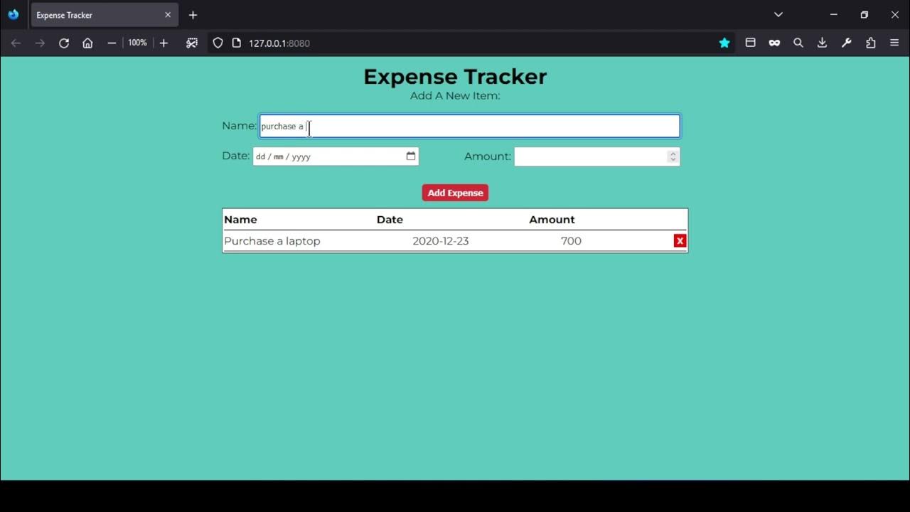 Expense Tracker Using Html Css And Javascript Youtube