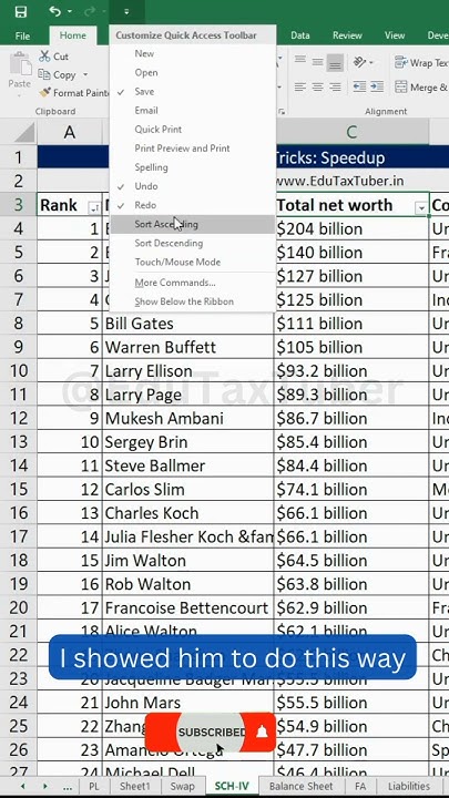 #shorts #excel Excel Tips quickly sort data - YouTube