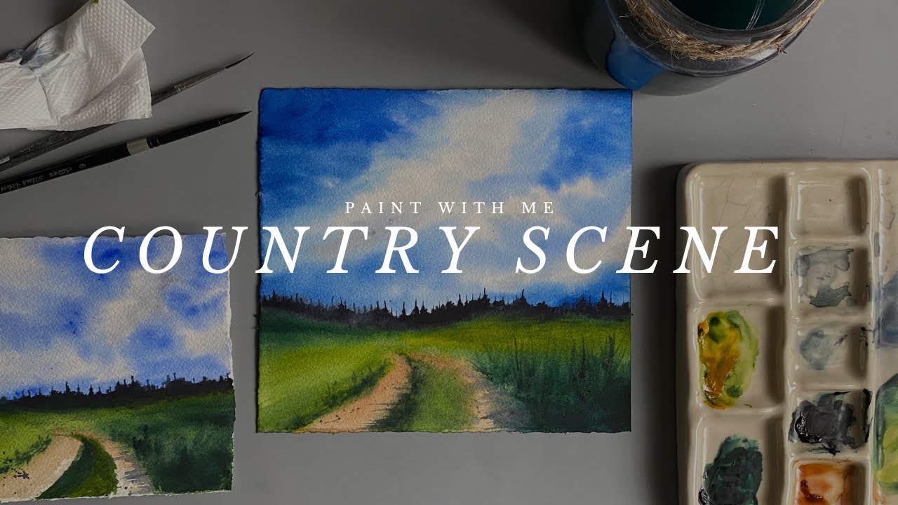 Paint With Me - Lush Green Country Scene In Watercolor - YouTube