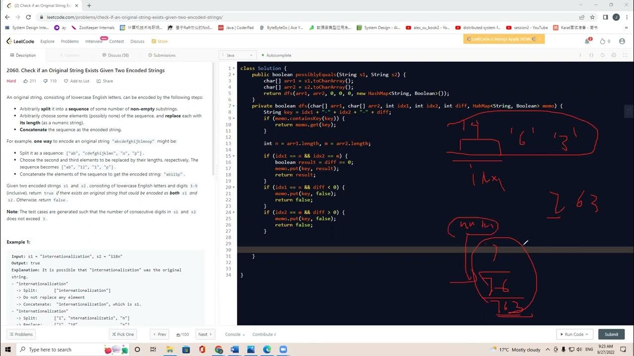 2060 Check If An Original String Exists Given Two Encoded Strings Youtube