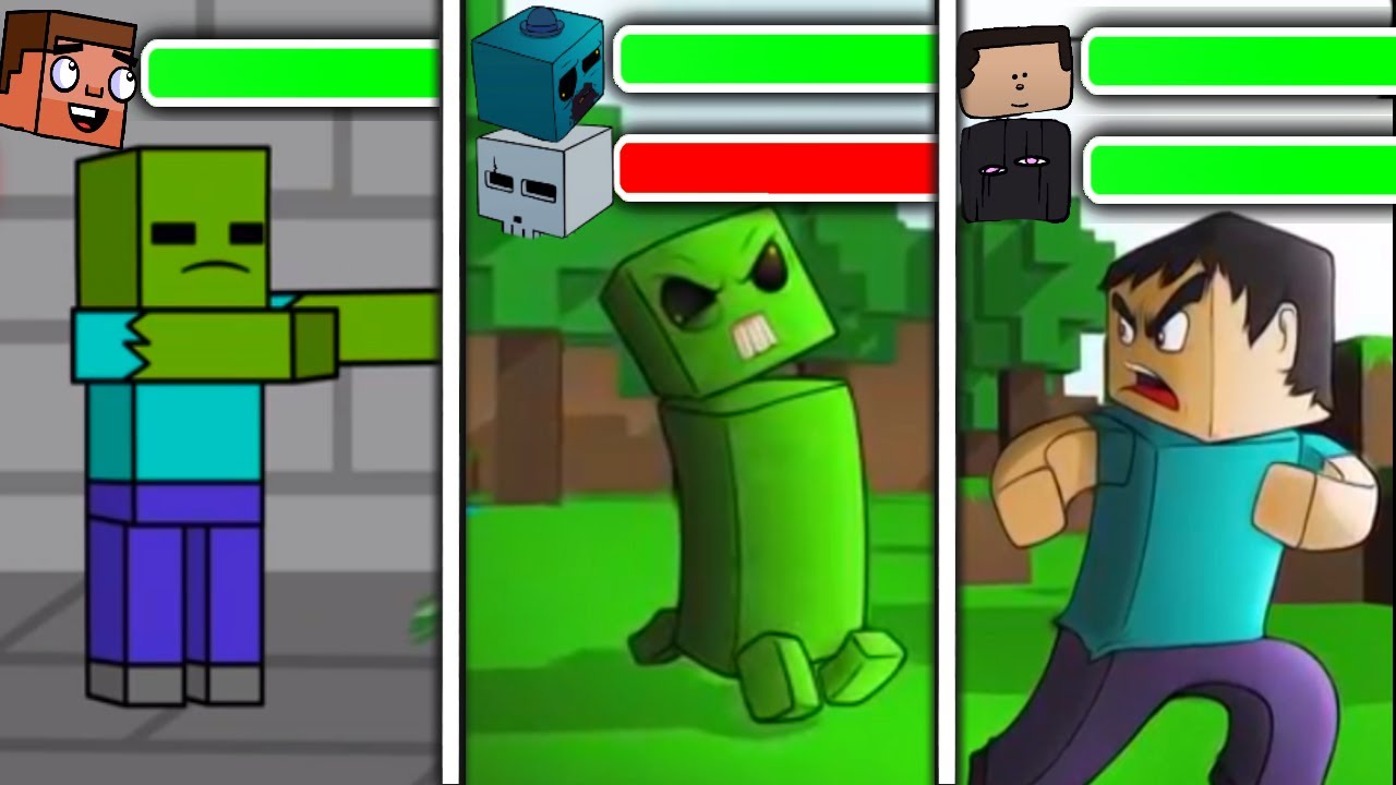 Even More Minecraft Animations BUT WITH HEALTHBARS!! - YouTube