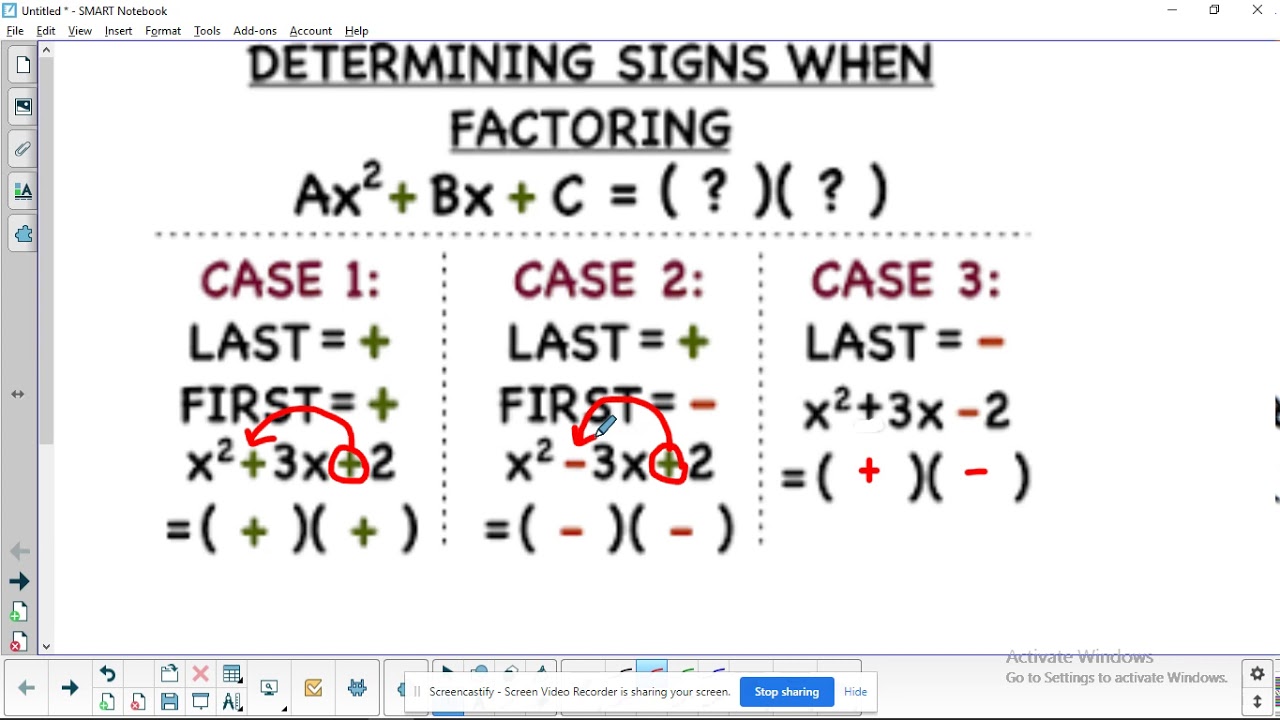 Factoring Sign Rules - YouTube
