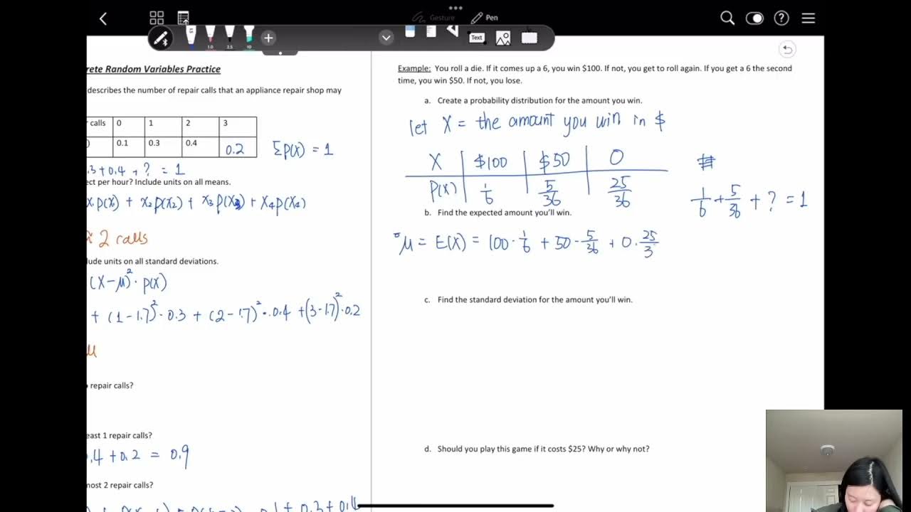 MATH 146 Statistics 4.2 Discrete Random Variables Practice - YouTube