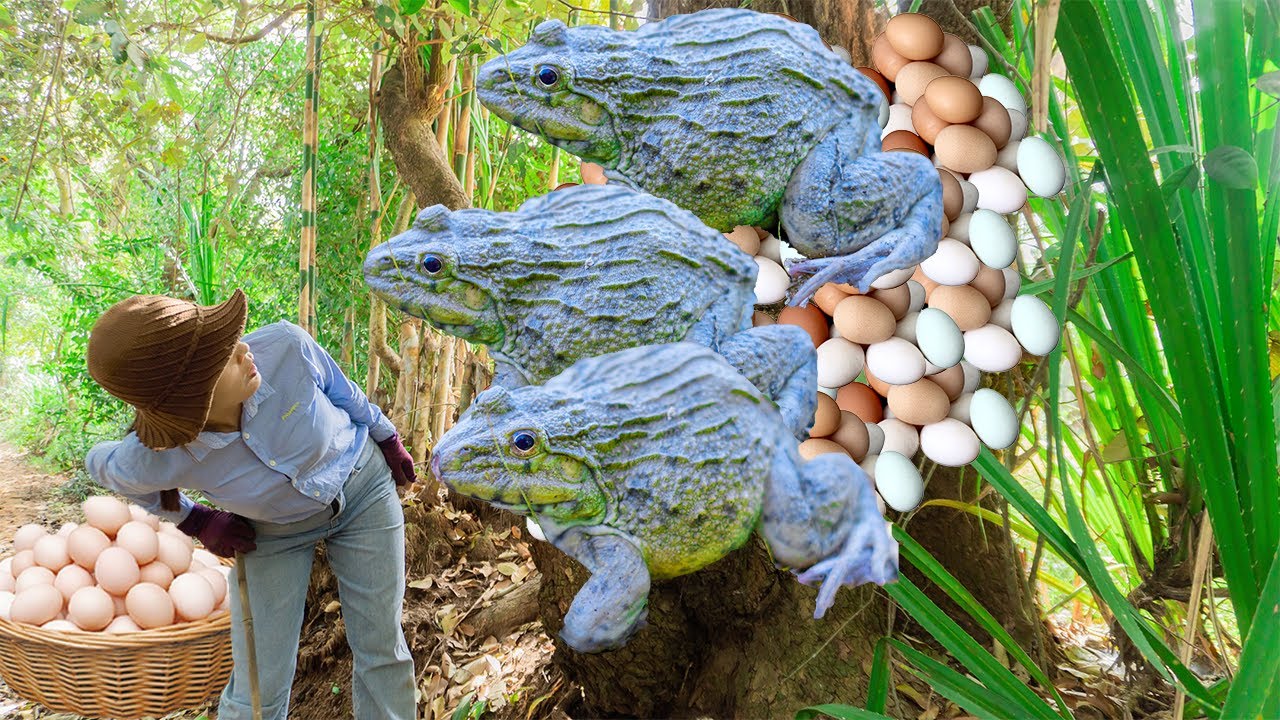 Amazing Frog catching: Catching Frog To Survive By San Chantha - YouTube