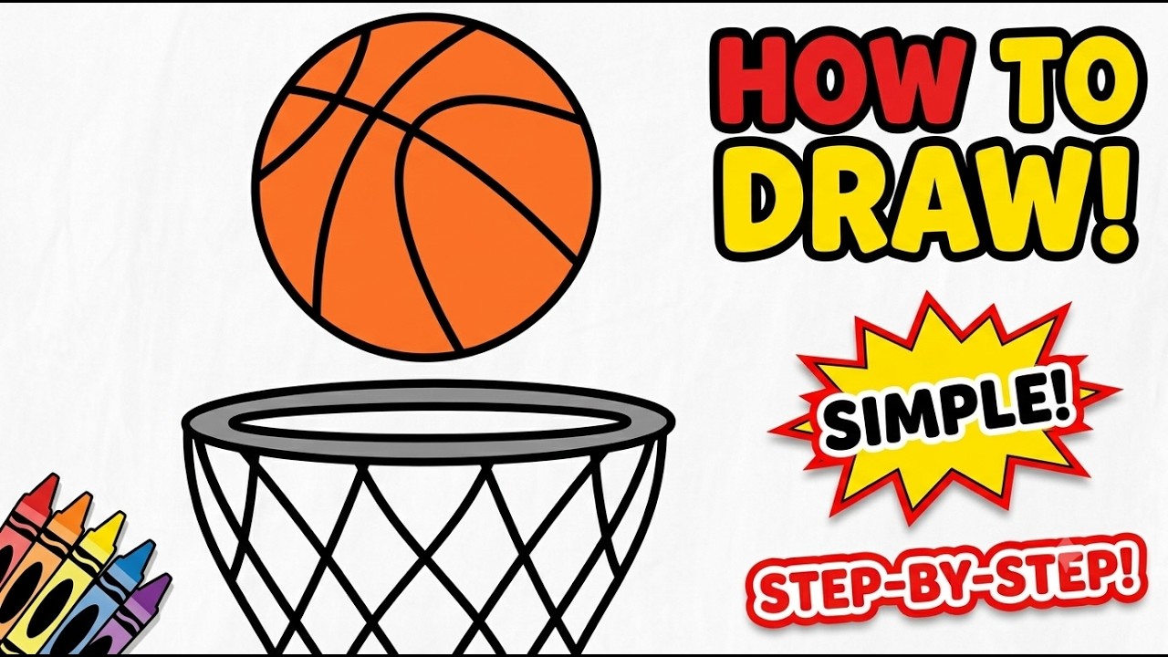 How to Draw a Basketball and Hoop 🏀 Simple Sports Drawing/ 🏀 Mesh ...