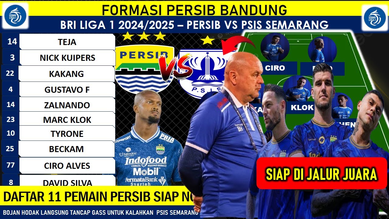 BARU RILIS 5 MENIT YANG LALU 🔥 INILAH LINEUP PERSIB BANDUNG VS PSIS ...