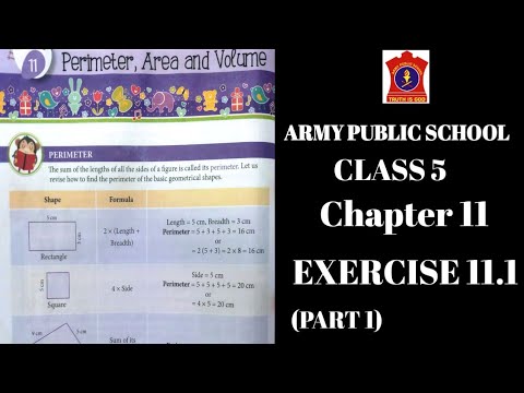 APS class 5 math chapter 11 | PERIMETER , AREA AND VOLUME | EXERCISE 11 ...