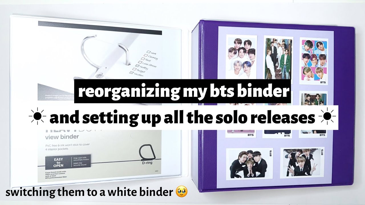 reorganizing my bts binder ☀︎ and setting up all their solo releases ...
