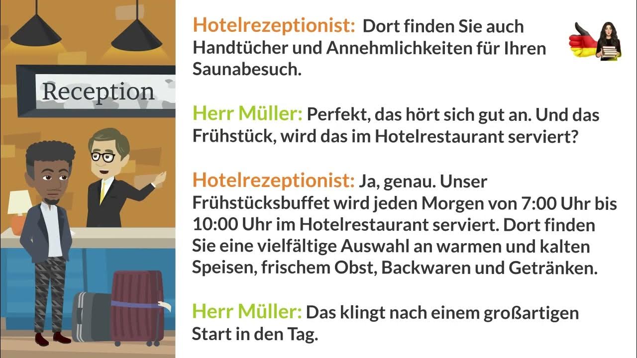 Ein Zimmer im Hotel buchen/ German Dialogue/ 'hotel reception /Deutsch ...