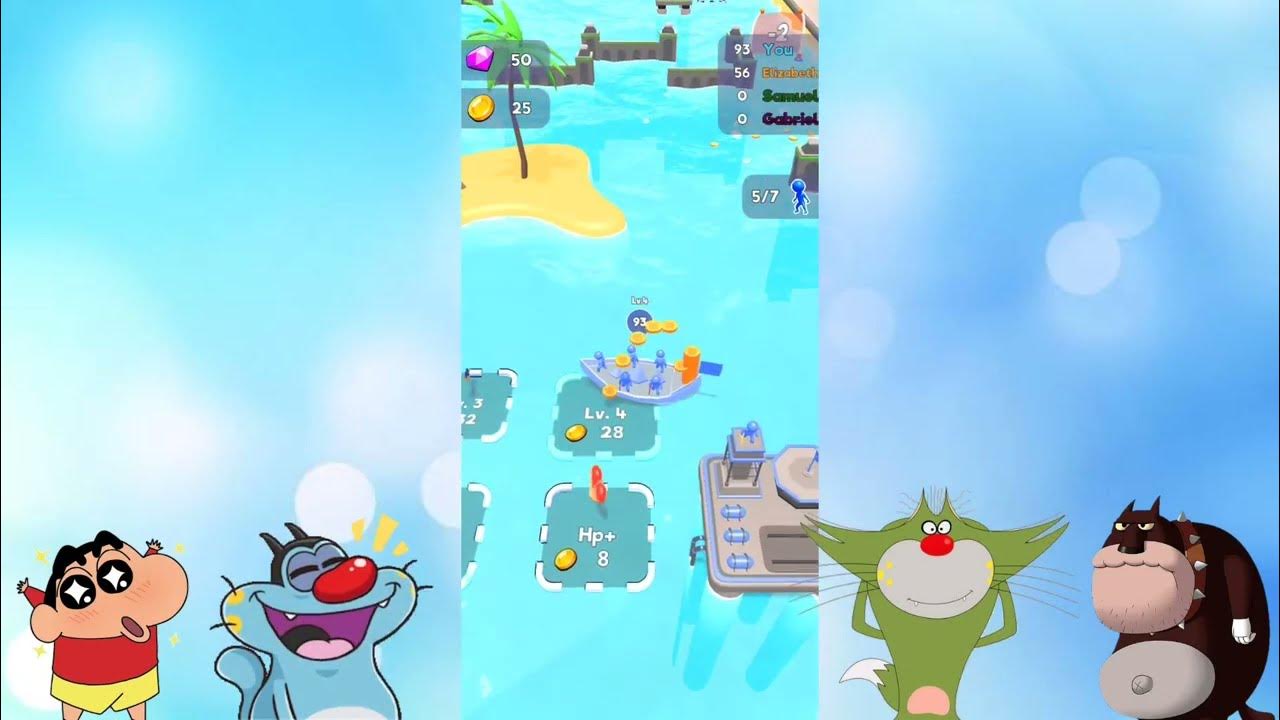 Oggy Try to Max Level in Sails Battle Game | With Jack And Shinchan | Oggy Game - YouTube