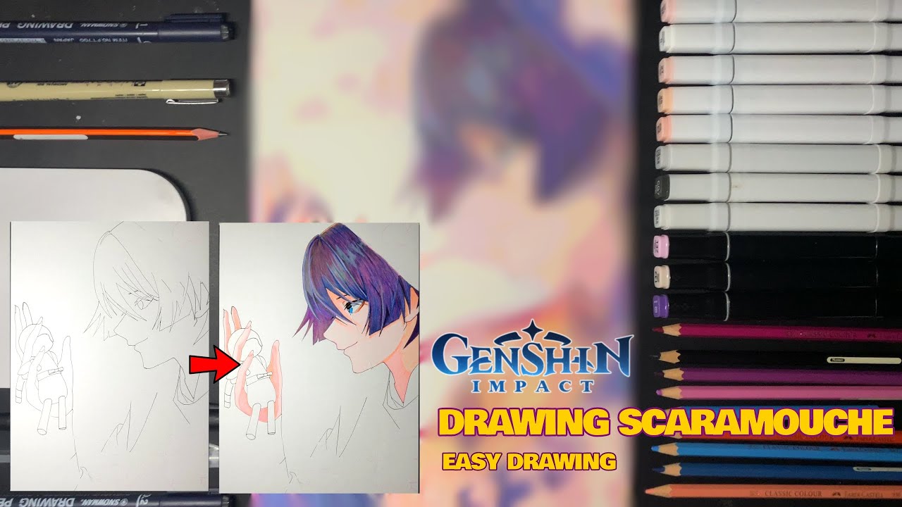 Easy drawing genshin impact characters | Scaramouche drawing | genshin ...