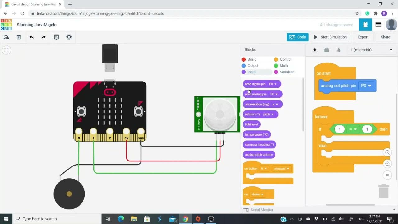 Sensor PIR con Microbit en Tinkercad - YouTube
