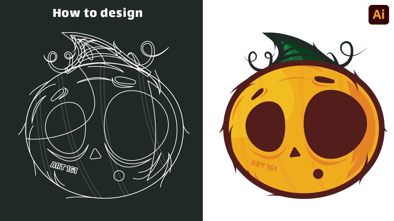 Learn how to design a pumpkin for Halloween in Adobe Illustrator - YouTube