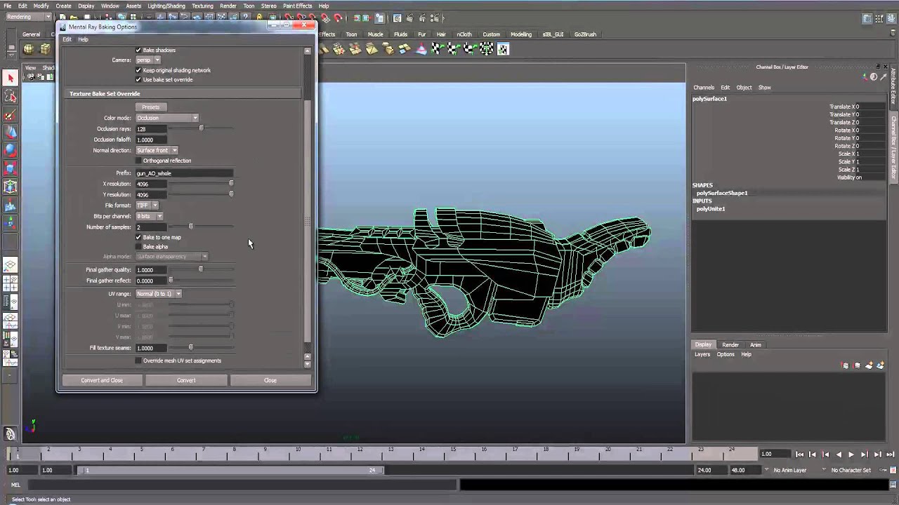 How to bake ambient occlusion in Maya 2013 - YouTube