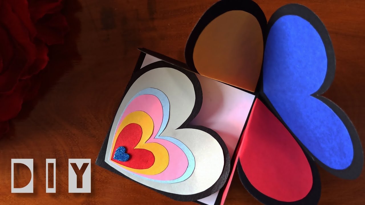 How to make a Lovely heart card || DIY Scrapbook Card - YouTube