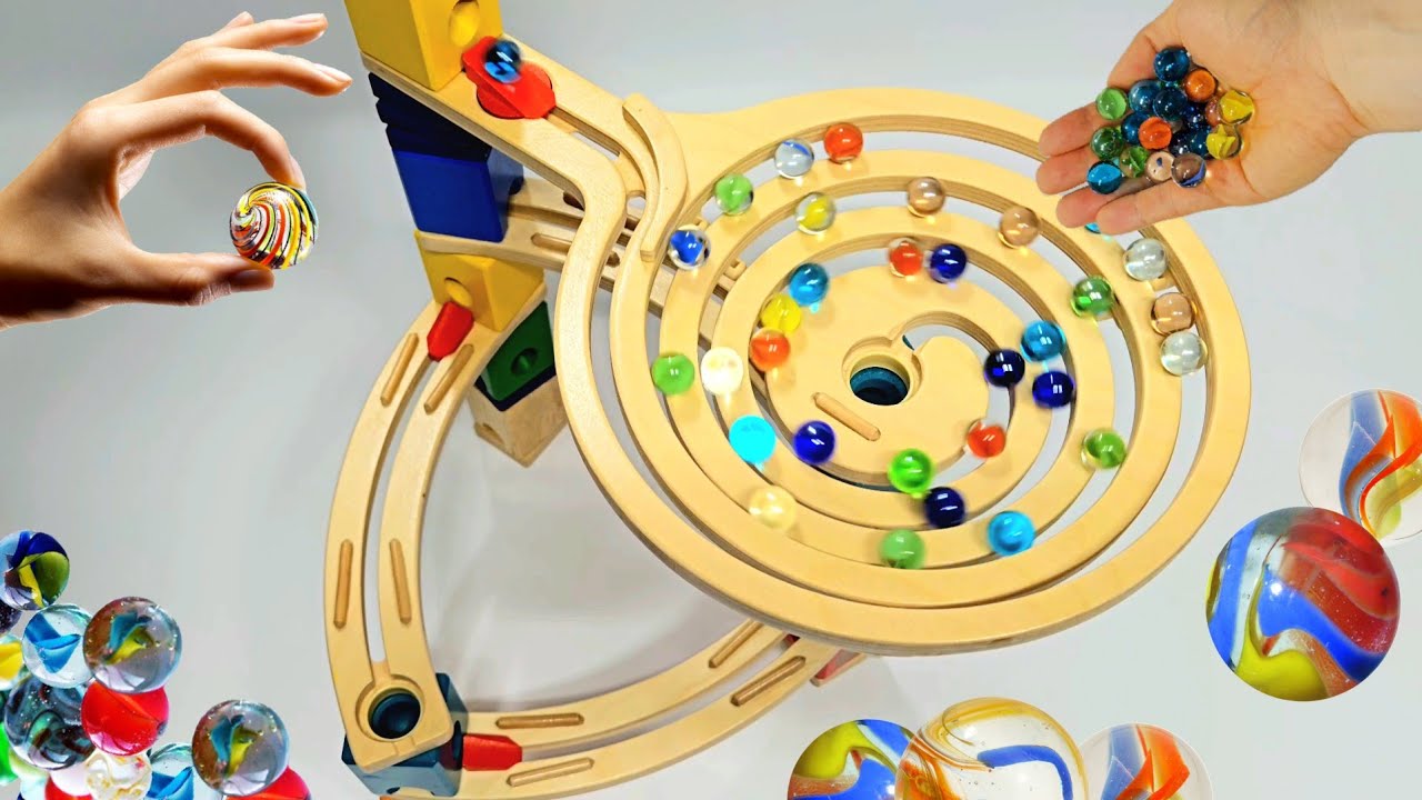 QUADRILLA MARBLE RUN 🌀 CYCLONE RACE 💫 COLOURFUL WHIRLPOOL FUN - YouTube