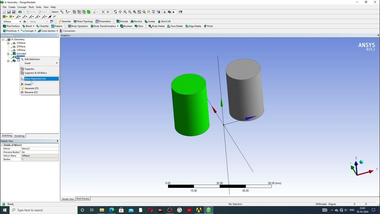 ANSYS LECTURE-33, ROTATE, MIRROR, SCALE, BODY TRANSFORMATION - YouTube