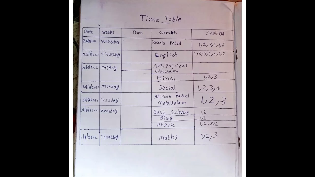 Onam Exam Time Table Class 8 YouTube Onam Exam Time Table Class 8 YouTube
