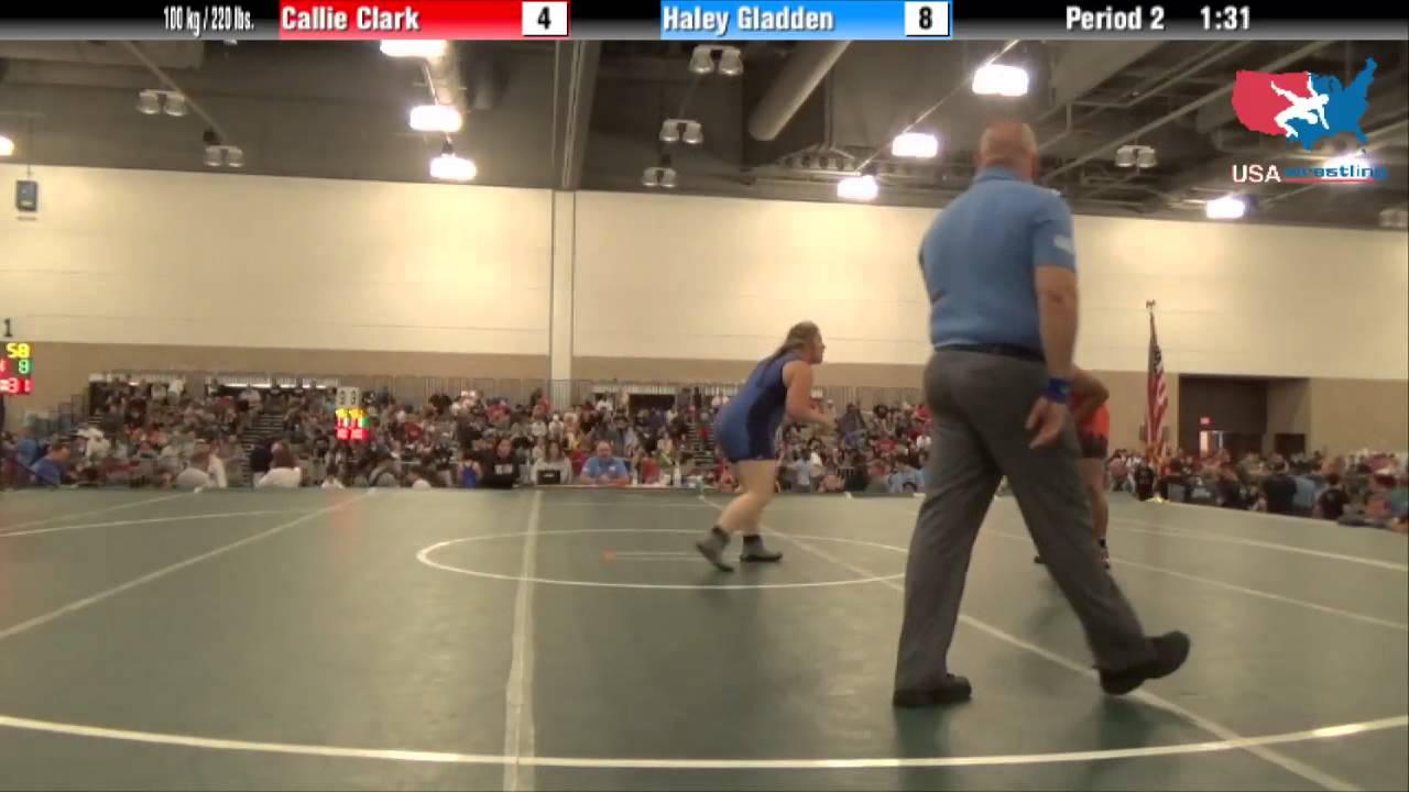 FILA Cadet 100 kg / 220 lbs. - Callie Clark vs. Haley Gladden - YouTube