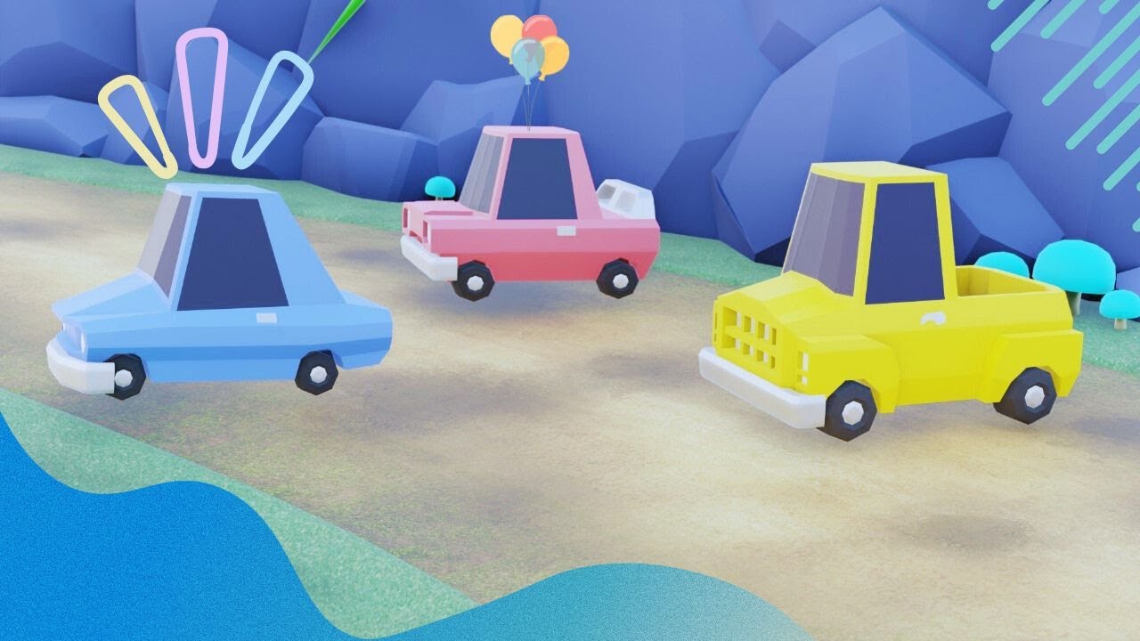 3D animation car race with color-obstacle lanes - YouTube
