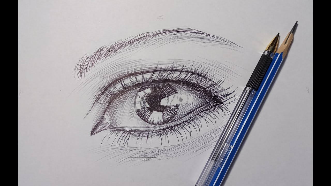 How to draw an eye| Graphic drawing of the human eye| Drawing with a ...