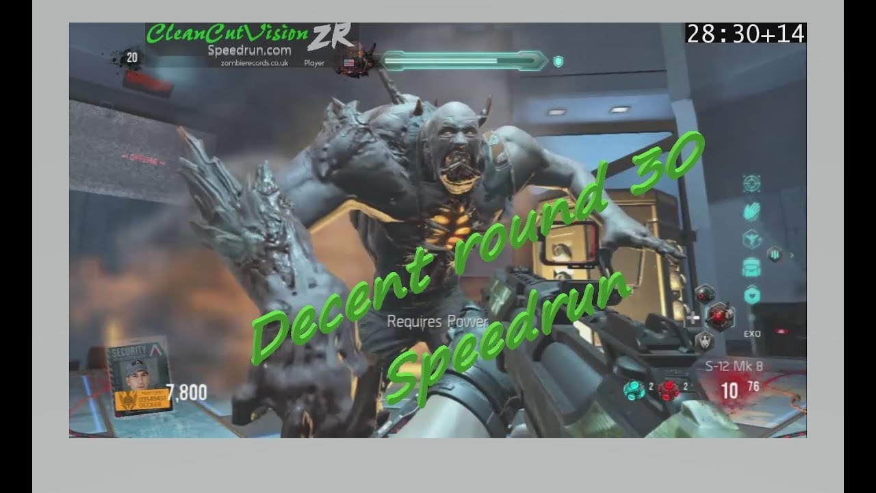 Decent Rd 30 Speedrun COD AW EXO Zombies - YouTube