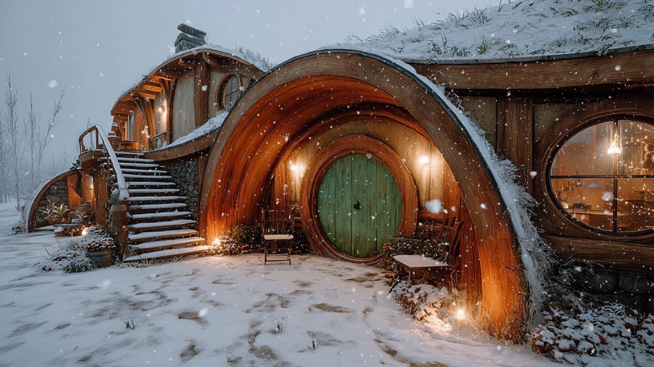 ️ Peaceful Hobbit House Surrounded by Snow for Relaxation | Enchanted ...