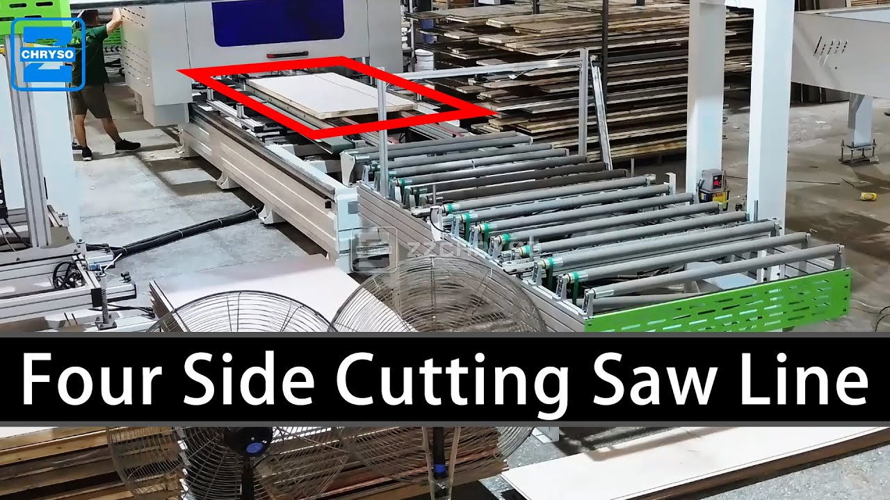Fully Automated 4-Side Cutting Saw Machine Line For Wooden Door with ...