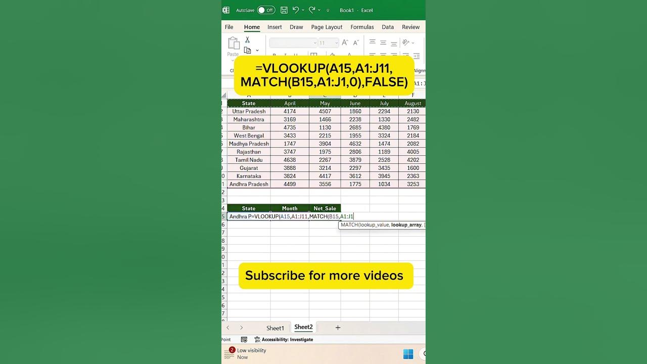 Create Dynamic Reports with VLOOKUP and MATCH Formula in Excel #excel #vlookup #hindi #match # ...