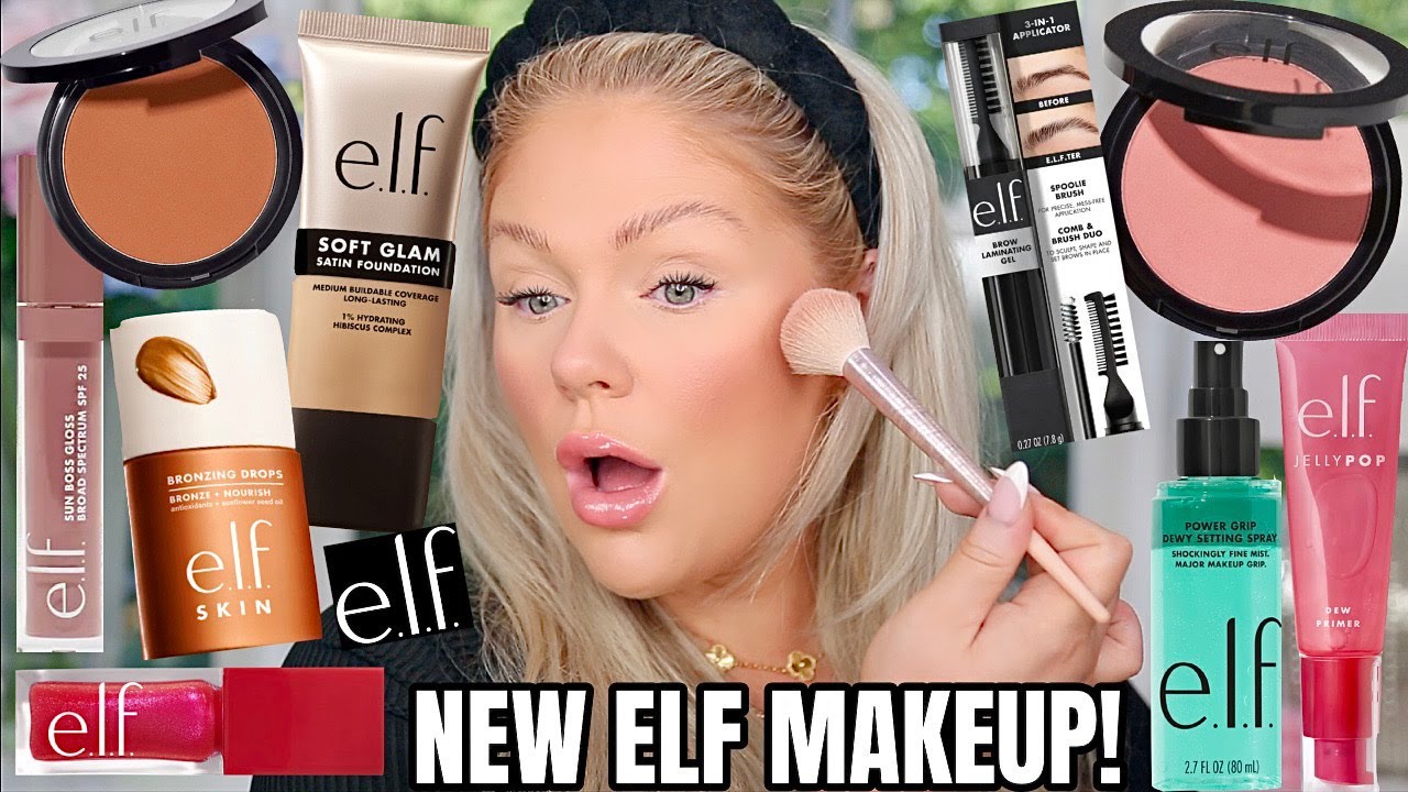 I Tried ALL *NEW* elf Makeup 🤩 Elf Soft Glam Foundation, Sun Boss Gloss ...
