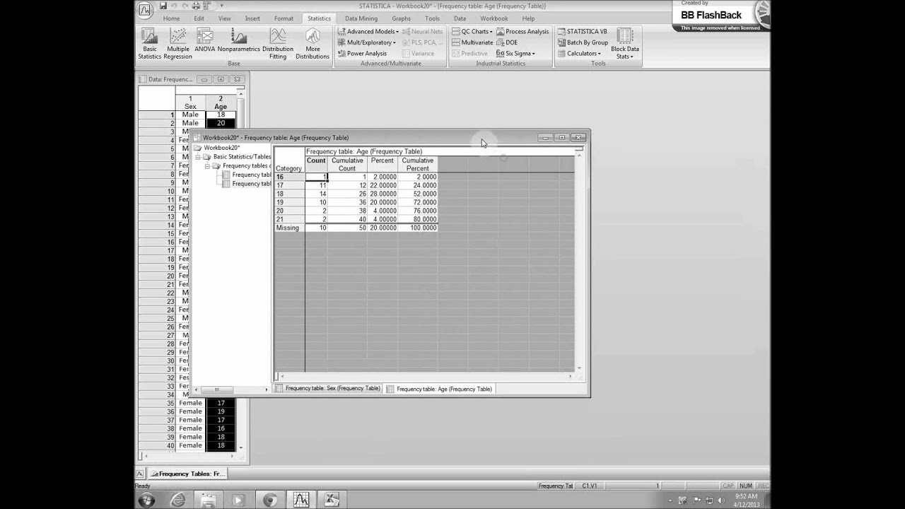 Statistica 11 Tutorial #1: Frequency Tables - YouTube