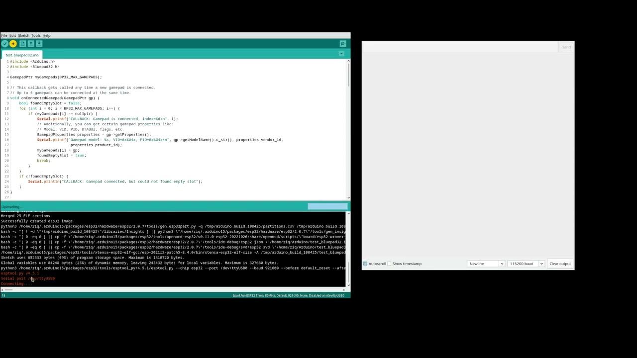 Bluepad32 running on ESP32 using Arduino IDE - YouTube