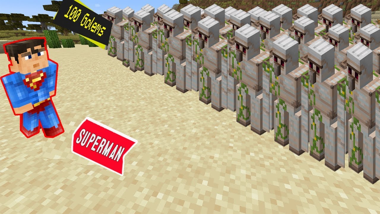 100 GOLEMS vs SUPERMAN in MINECRAFT - YouTube
