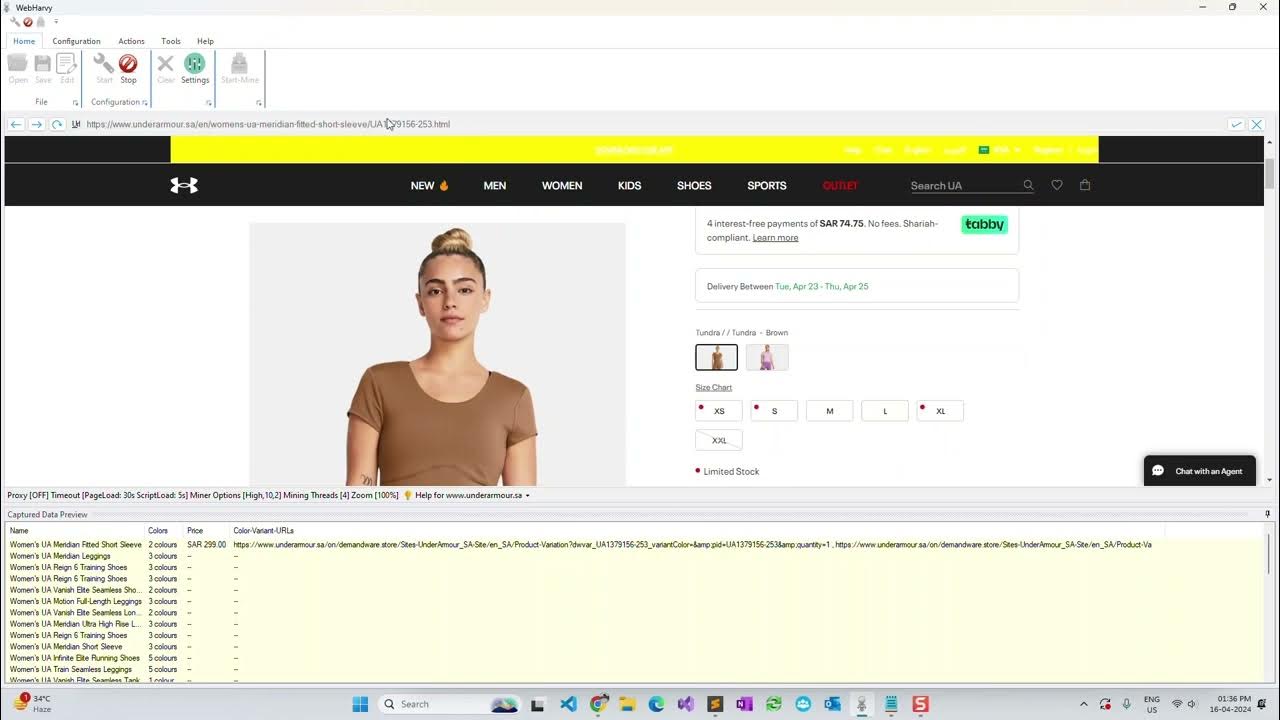 Scraping product data and variant URLs from underarmour.sa | WebHarvy - YouTube
