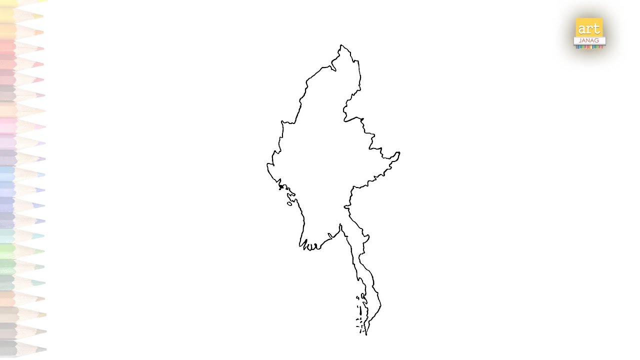 Burma Myanmar Map drawing | Outline drawings | How to draw Burma ...