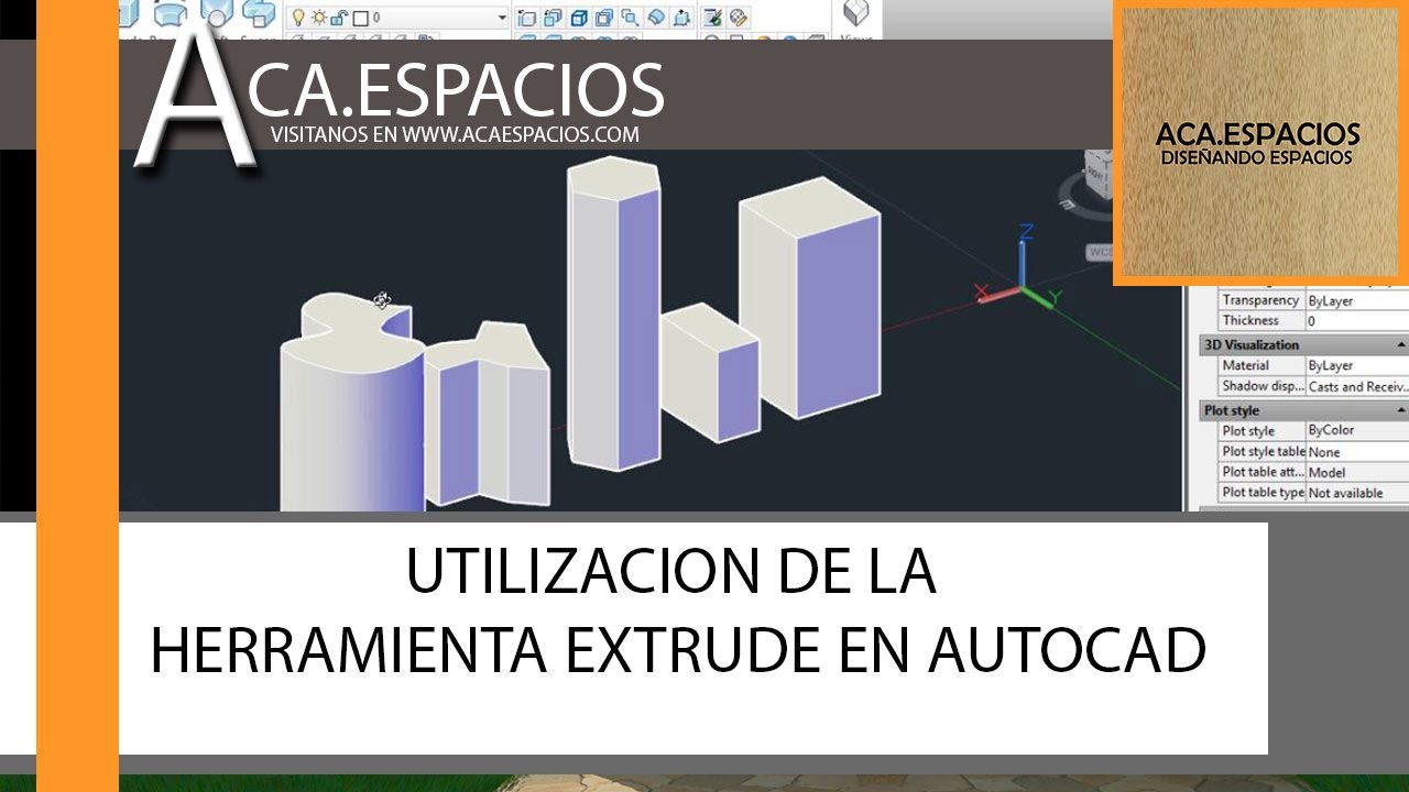 AUTOCAD 3D COMO UTILIZAR LA HERRAMIENTA EXTRUDE (EXTRUIR) EN AUTOCAD ...