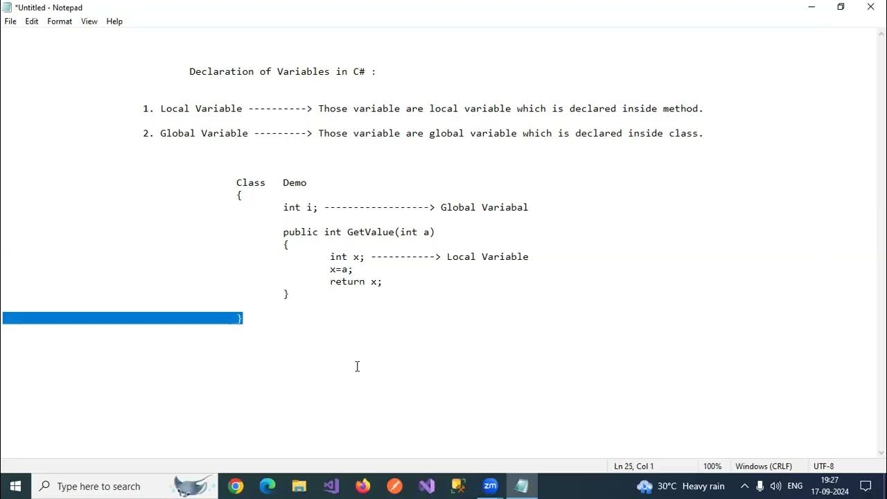 Local & Global variable in C# - YouTube