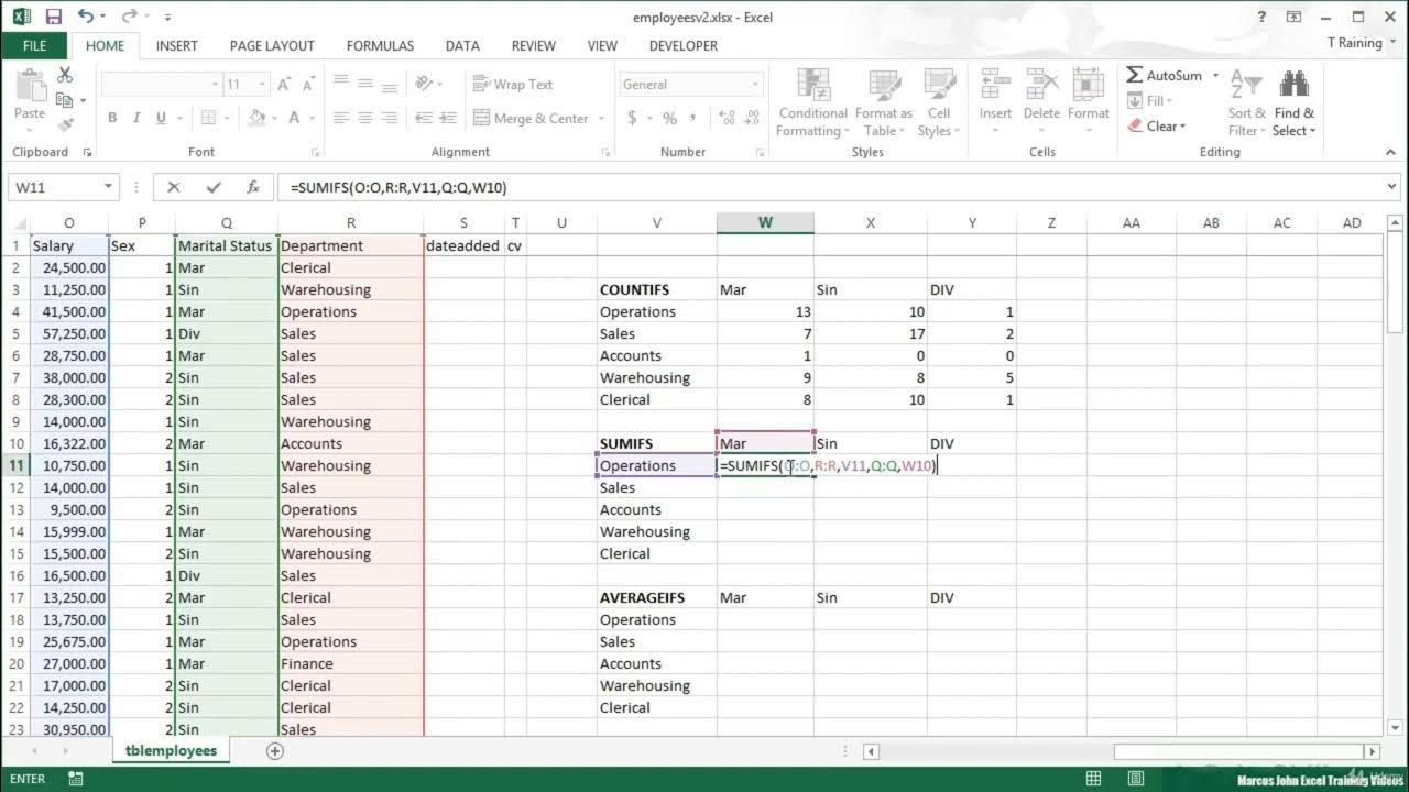 20 Multiple Criteria With CountIfs, SumIfs, And AverageIfs - YouTube