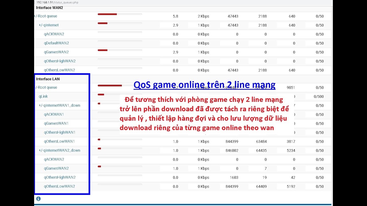 QoS game online trên 2 line mạng - YouTube