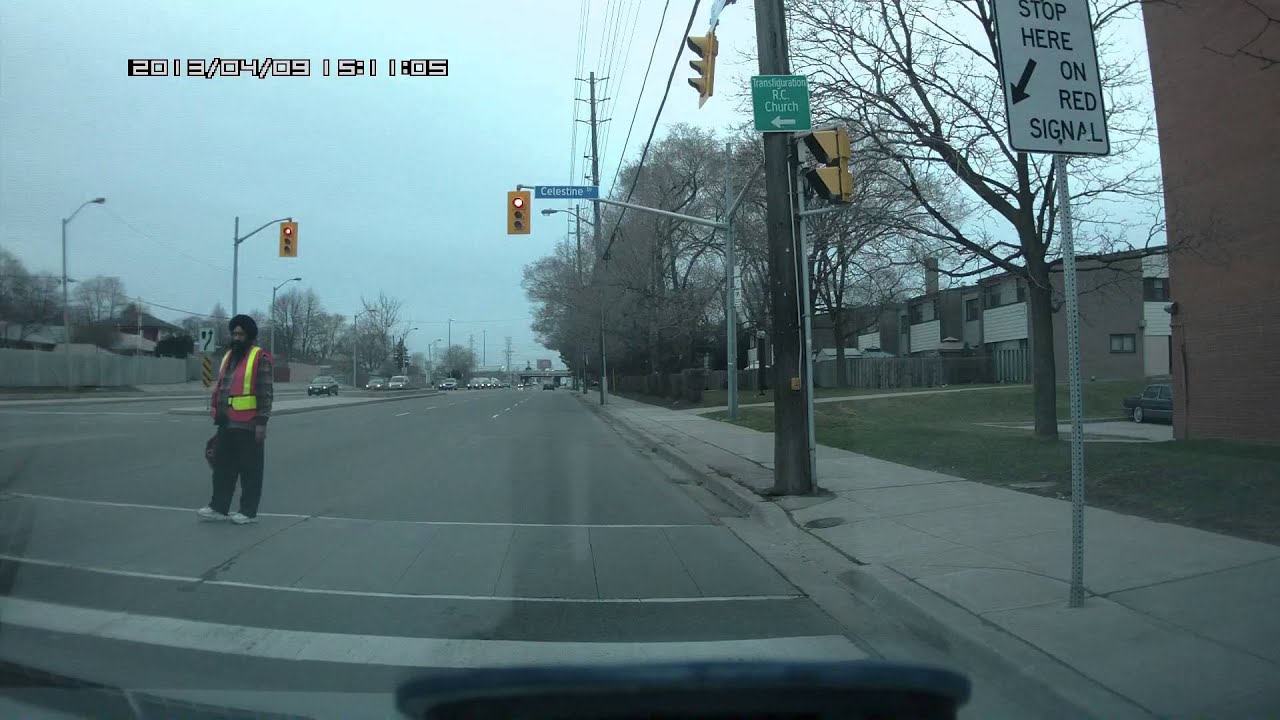 Pedestrian crosswalk in Toronto, Dashcam F500LHD, car blackbox camera ...