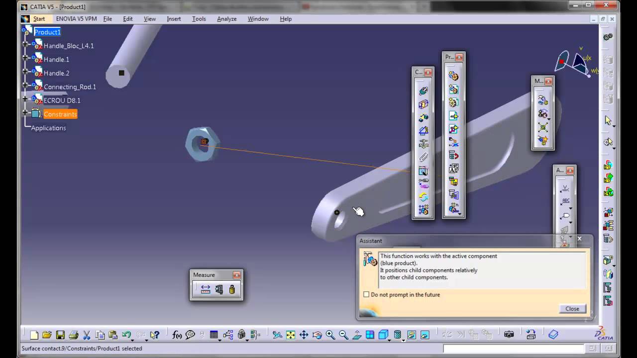 catia lección 8 | ejercicio 5 | assembly constraints | - YouTube