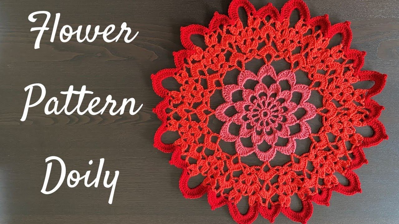 Crochet Flower Pattern Doily (Part 1) - 56 cm diameters warm colour ...