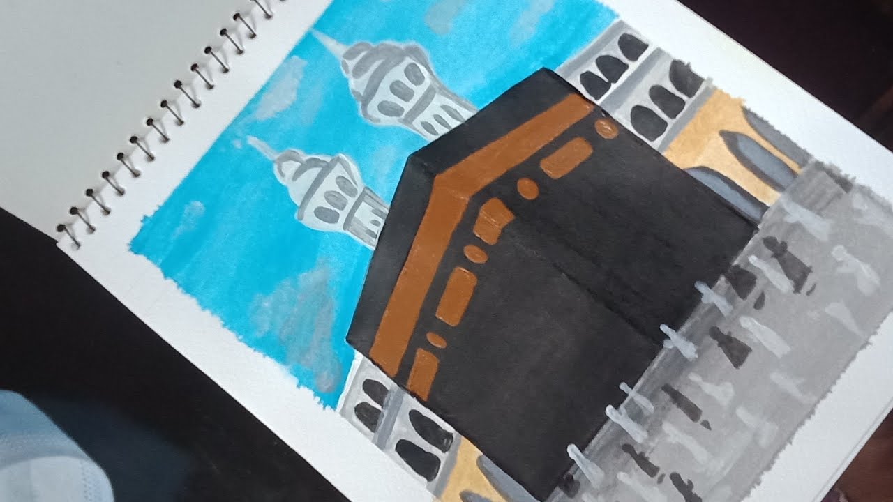 Acrylic khana kaba painting, mecca painting step by step for beginners ...