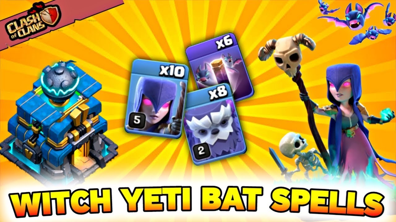 Th 12 Yeti 8x Witch 10x Bat Spells 6x Best Attack Strategy clashofclans ...