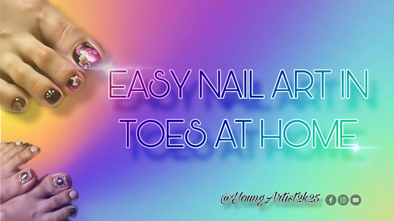 EASY NAIL ART IN TOES AT HOME - YouTube