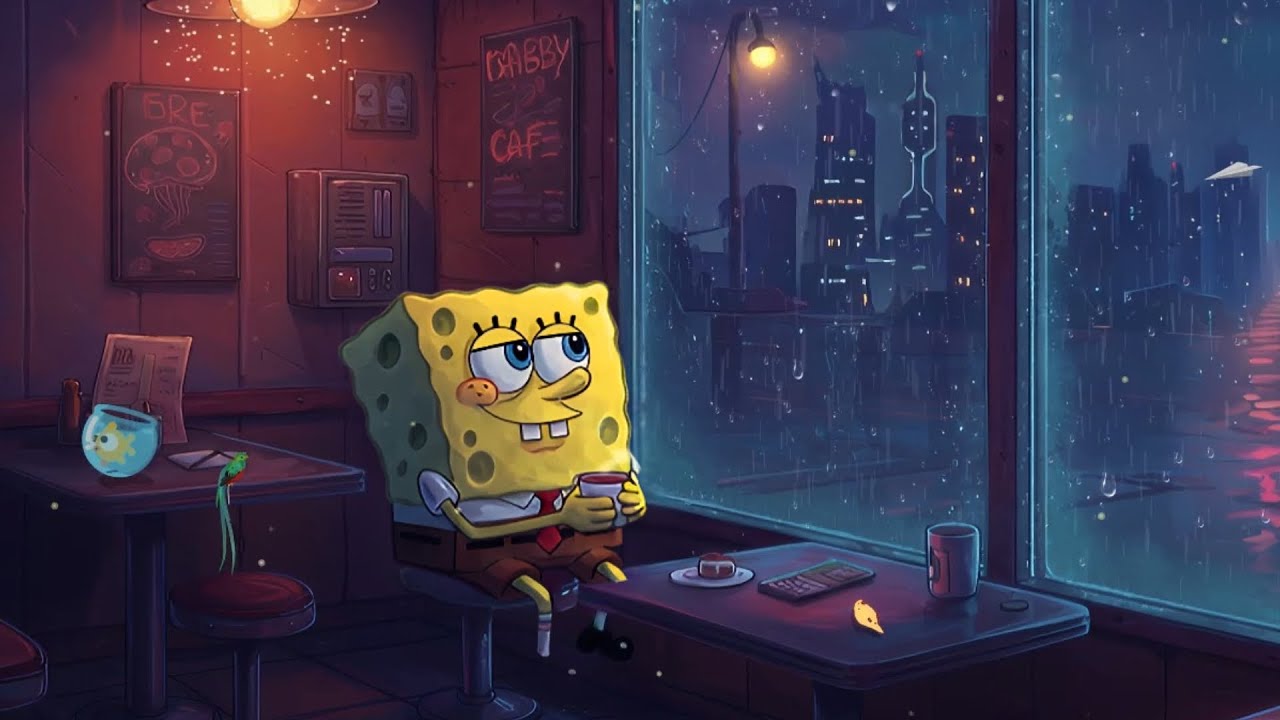 Chill 🌃 SpongeBob Night Café Ambience – Lofi Hip Hop Mix ~ Beats To ...