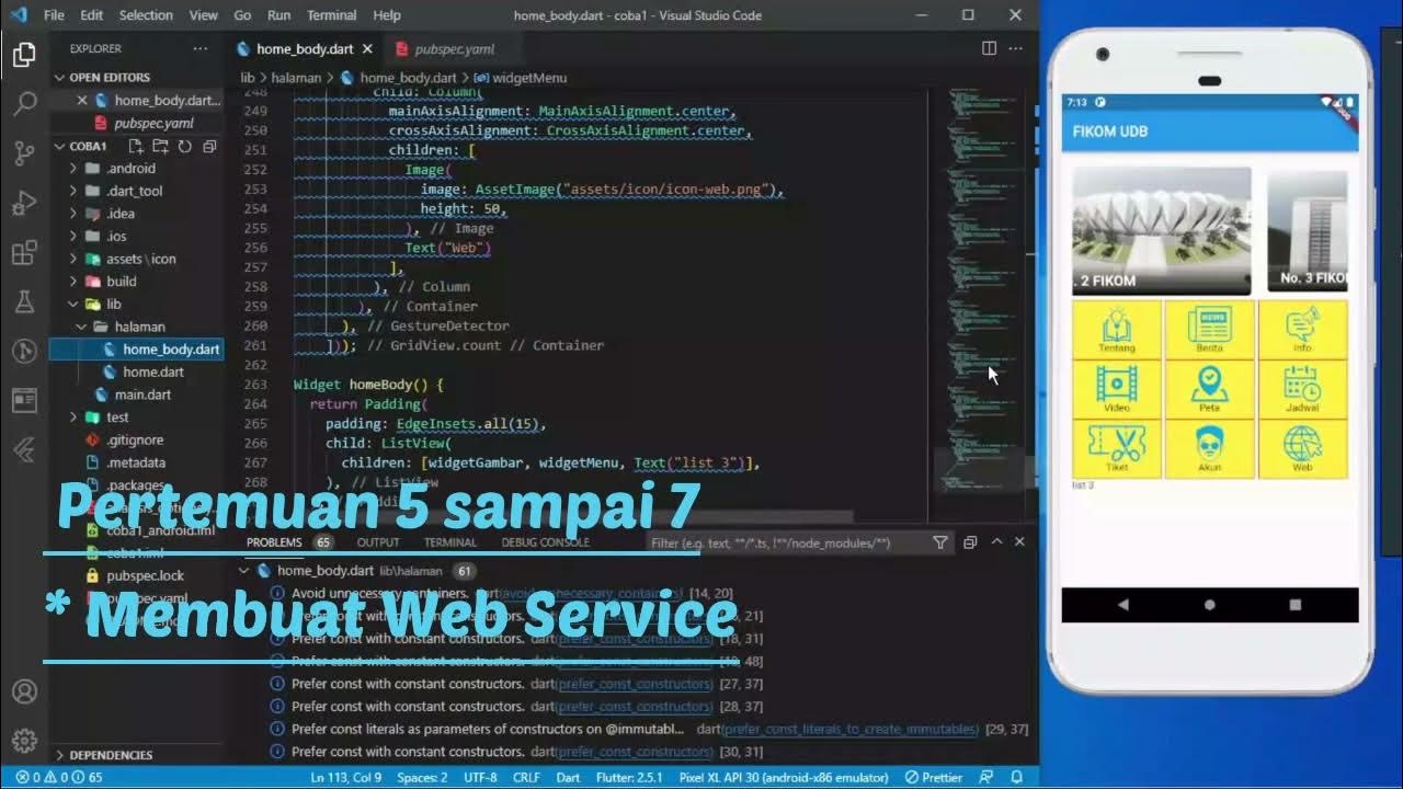 Membuat Layout, menambah gambar dan gesture pada flutter - YouTube