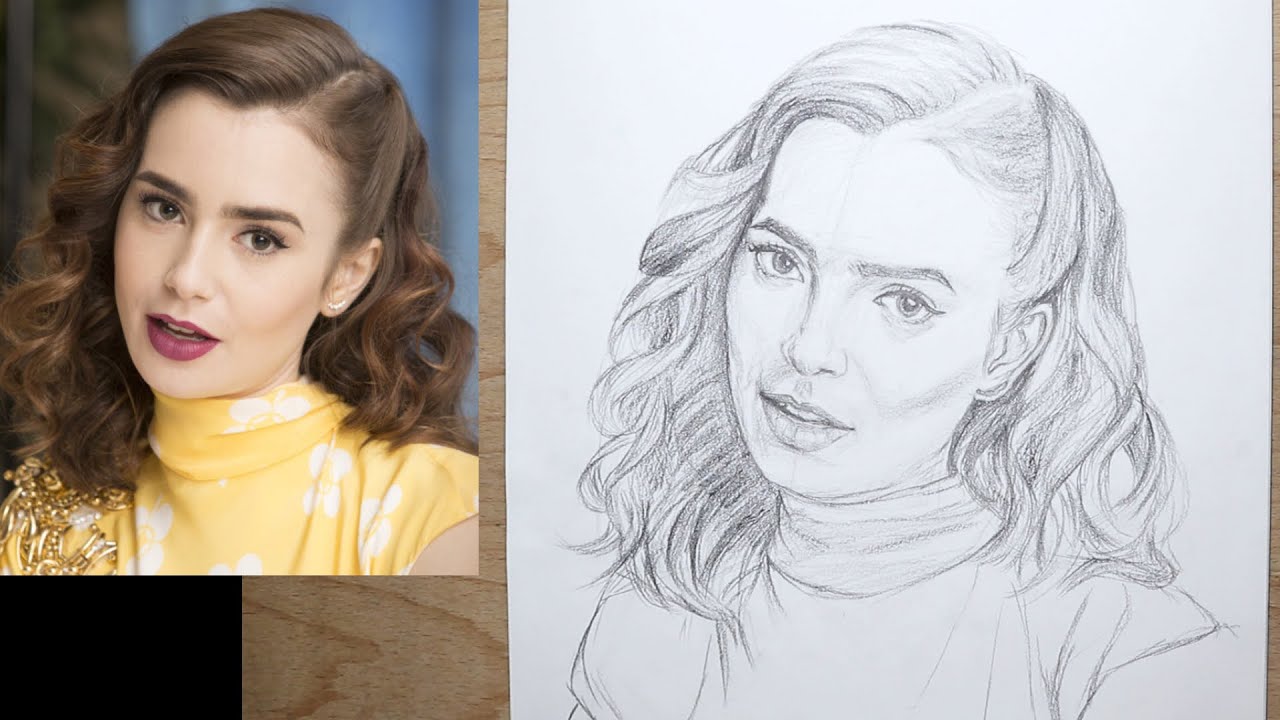 Learn how to draw Lily Collins using the Loomis method | Realistic ...