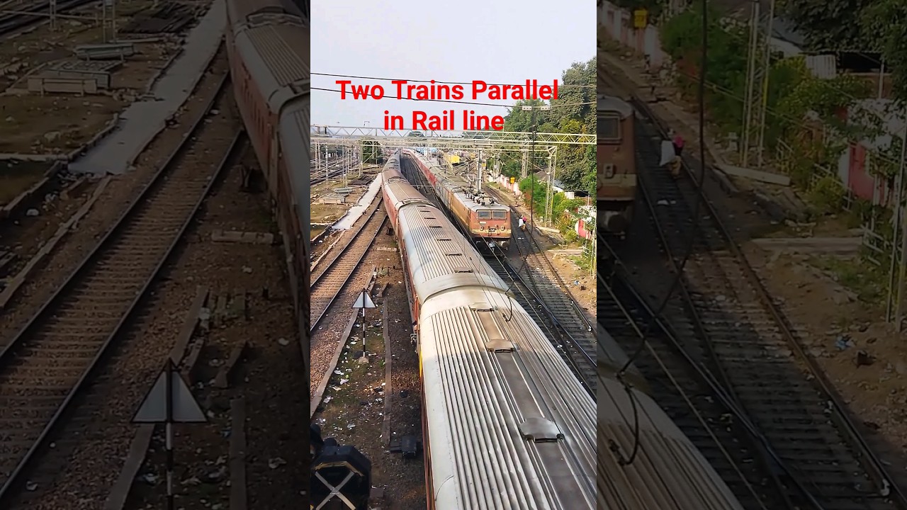 Two Trains Parallel in Rail line ,#shortsvideo #ytshorts #youtubeshorts ...