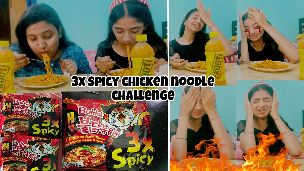 Buldak 3x spicy chicken noodles challenge - YouTube